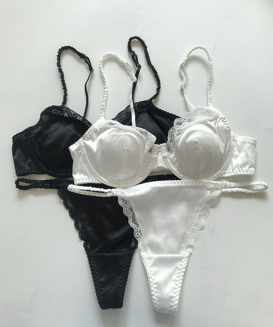 Bohemian Wind Stretch Satin Lace Bra Set – Outfit Lander